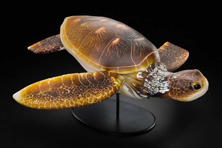 Glass Artist Raven Skyriver Makes Giant Glass Sea Turtle