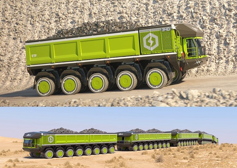 These Electric Mining Trucks Can Form Into a Single Haul Train