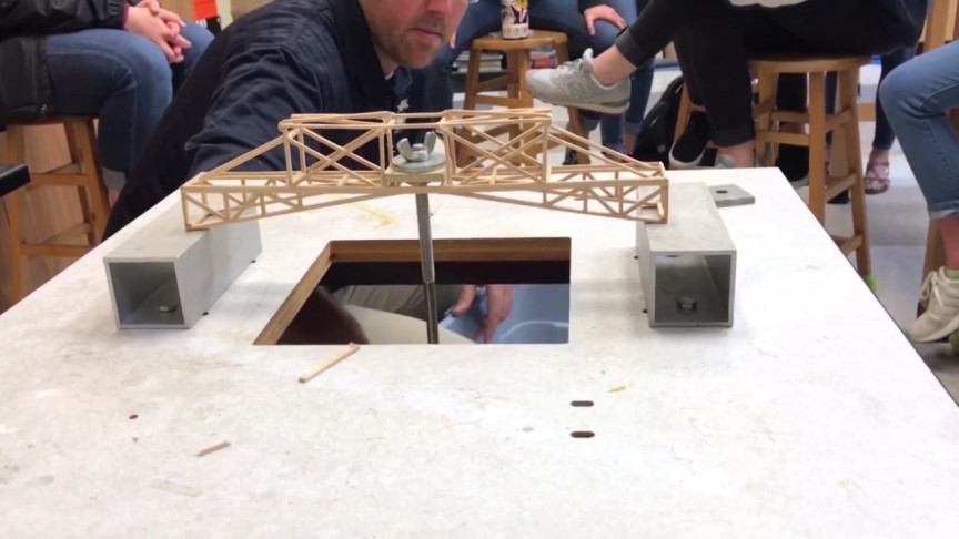 Watch as Students Test the Strength of Various Bridge Designs
